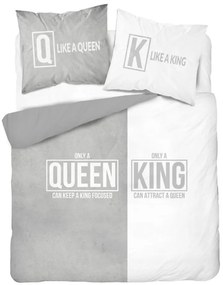 Francouzské povlečení Queen King grey Bavlna, 220/200, 2x70/80 cm