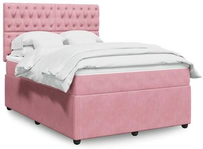 Box spring postel s matrací růžová 160x200 cm samet 3292393