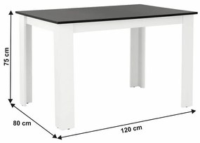 Tempo Kondela Jídelní stůl KRAZ 120x80, bílá/černá