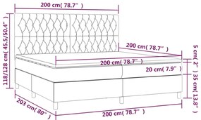 Box spring postel s matrací a LED černá 200x200 cm samet,  3136325