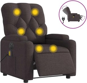 Elektrické masážní polohovací křeslo tmavě hnědé textil 3204703