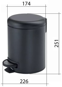 Gedy POTTY odpadkový koš 3l, Soft Close, černá mat 320914