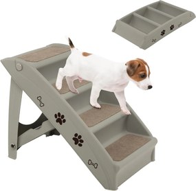 Costway Pet Schody se 4 schody Přenosný šplhací žebřík Bezpečná rampa pro – šedá
