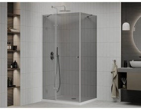 Mexen Roma, sprchový kout s křídlovými dveřmi 100 (dveře) x 110 (stěna) cm, 6mm šedé sklo, chromový profil + slim sprchová vanička bílá + chromový sifon, 854-100-110-01-40-4010