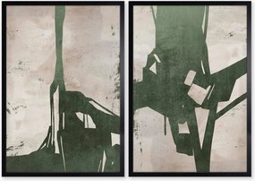 Sada zarámovaných digitálních tisků Verdant Silence, 2 díly