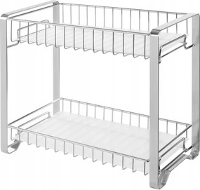 Songmics 2-ÚROVŇOVÝ Kuchyňský Regál Na Koření Z Kovu, Stříbrný