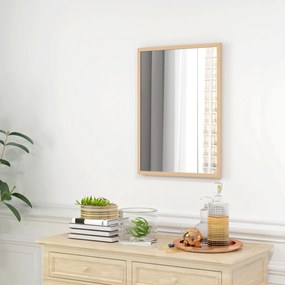 HOMCOM Nástěnné zrcadlo 50 x 70 cm Dekorativní zrcadlo se 4 háčky, obdélníkové zrcadlo do ložnice, koupelny
