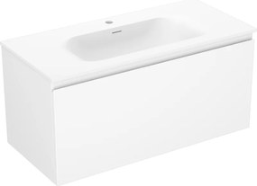 Mexen Orio, koupelnová skříňka 100 cm s umyvadlem Vela, 1 zásuvka, bílá matná, 91A10-10047-1-BF01-W23M01