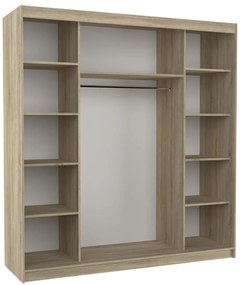 Šatní skříň s posuvnými dveřmi Dalmatia - 200 cm Barva: Bílá/dub Sonoma