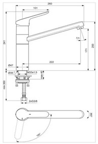 Ideal Standard CeraFlex Baterie dřezová, vysoký vývod BC135AA