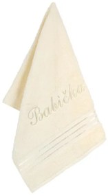 Bellatex Froté ručník kolekce Linie s výšivkou Babička 50x100 cm vanilková