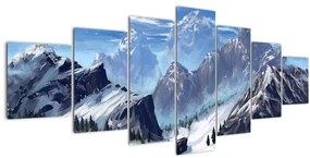 Obraz - Malované hory (210x100 cm)