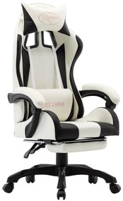 Herní židle s podnožkou černobílá umělá kůže,  287995