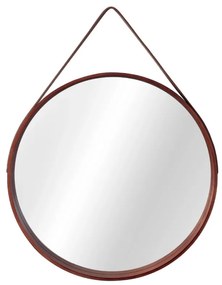 Tutumi Tutumi, kulaté zrcadlo 59 cm na hnědém pásku NBKL-18013, tmavě hnědá, HOM-09696