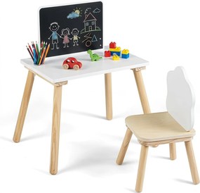 Costway Dětský stůl s židlí Dětský s tabulí pro děti od 3 let bílá +
