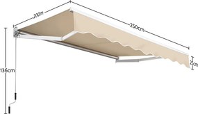 Markýza Yaheetech – béžová, 250 × 200 cm (257325163274)