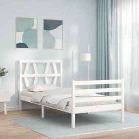 Rám postele s čelem bílý 90 x 200 cm masivní dřevo,  3194362 HangarStore.cz