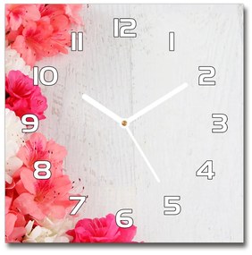 Wallmuralia Skleněné nástěnné hodiny čtverec Květiny 30x30 cm