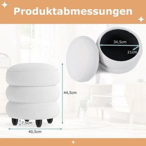 Costway Taburet s úložným prostorem Ženilkový taburet s odnímatelným víkem