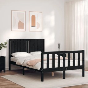 Rám postele s čelem černý 120 x 200 cm masivní dřevo,  3192945