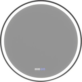 CERANO - Koupelnové LED zrcadlo Rivo, kovový rám - černá matná - Ø 60 cm