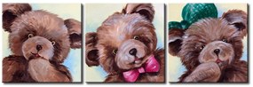 Obraz Plyšový klan (3-dílný) - veselý dětský motiv s medvědíky