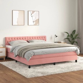 Box spring postel s matrací růžová 180x200 cm samet 3141502