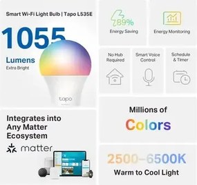 TP-Link Tapo L535E Smart RGB LED žárovka / Patice E27 / 2500-6500 k /