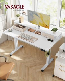 VASAGLE elektricky nastavitelný stůl, 120x60 cm, paměťová funkce, bílá