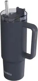 Quokka Nerezový termohrnek s brčkem Stream Black 950 ml