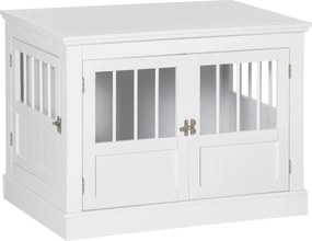 PawHut Psí Kotec, Nábytek se 3 Dveřmi, Psí Dům do Interiéru pro Malé Psy do 10 kg, Rozměry 78 x 53 x 59,3 cm, Bílý | Aosom
