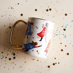 Rifle Paper Co. Porcelánový hrnek Super Mom 470 ml, bílá barva, zlatá barva, porcelán