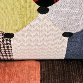 Křeslo, látka patchwork, masiv přírodní kaučukovník patchwork