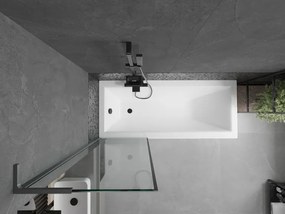 Mexen Next L, 1-křídlová vanová zástěna 60 x 150 cm, 6mm čiré sklo-černý vzor, ​​grafitový profil, 895-060-000-03-70-95