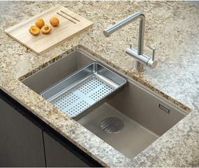 QUADRON Béžový kuchyňský granitový dřez Logan 110, jednokomorový k instalaci pod kuchyňskou desku