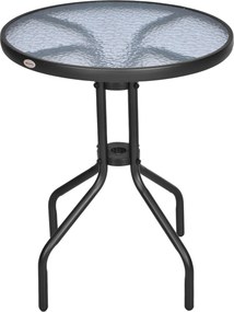 Zahradní stůl Outsunny kulatý balkonový stůl Ø60xH70cm z kovu s bezpečnostním sklem, ideální pro zahradu a balkon