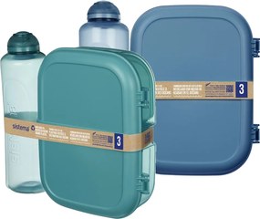 Set svačinového boxu s lahví - Svačinový box Ribbon 1,1 l a láhev Swift 480 ml, mix barev - SISTEMA Barva krabiček SISTEMA: Modrá