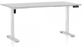 Výškově nastavitelný stůl OfficeTech B 160 x 80 cm, bílá podnož