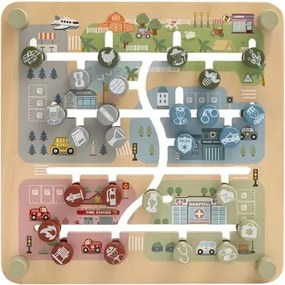 2KIDS TOYS Motorický labyrint Město a abeceda / oboustranný / dřevěný