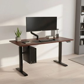 Výškově nastavitelný stůl OfficeTech C, 160 x 80 cm, černá podnož, wenge