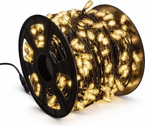 Easy Fix LED světelný řetěz, 100 m, venkovní teple bílá, 400 MEGA LED, černý kabel, IP67, cívka