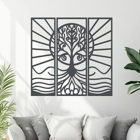 dřevo života Dřevěný strom RANNÍ PAPRSKY Zvolte rozměr (cm): 80x77, Zvolte barvu dekoru: Antracitová