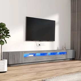 3dílný set TV skříněk s LED světly šedý sonoma kompozitní dřevo