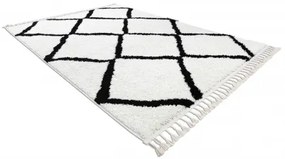 koberec BERBER CROSS, bílá střapce, Maroko, Shaggy velikost 80x250 cm | krásné koberce cz