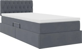 Postel s úložným prostorem s čelo Tmavě šedá 100 x 200 cm samet 3370798
