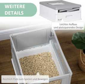 Podestýlka PawHut, kočičí box s víkem, kočičí domeček s podstavcem, lopatka, deodorační box, plast, 47,5 x 35,5 x 36,7 cm | Aosom