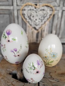 Dekorace keramické vajíčko s barevnými květy - 11*11*17 cm