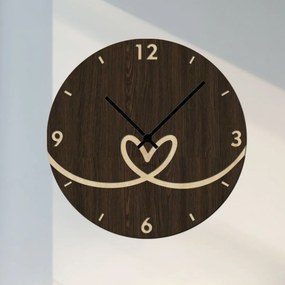 dřevo života Dřevěné SRDCOVÉ hodiny na stěnu Zvolte barvu dekoru: Wenge, Zvolte velikost hodin (cm): 35x35, Barva ručiček: Černé