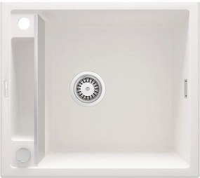 Deante Magnetic, granitový dřez na desku 560x500x219 mm, 3,5" + prostorově úsporný sifon, 1-komorový, bílá, ZRM_A103