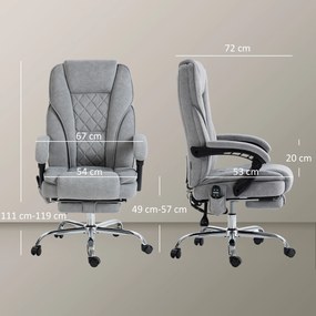 Vinsetto kancelářská židle s vibrační masáží, ergonomická kancelářská židle s funkcí sklápění a vytápěním, nastavitelná otočná židle s opěrkou na noh…